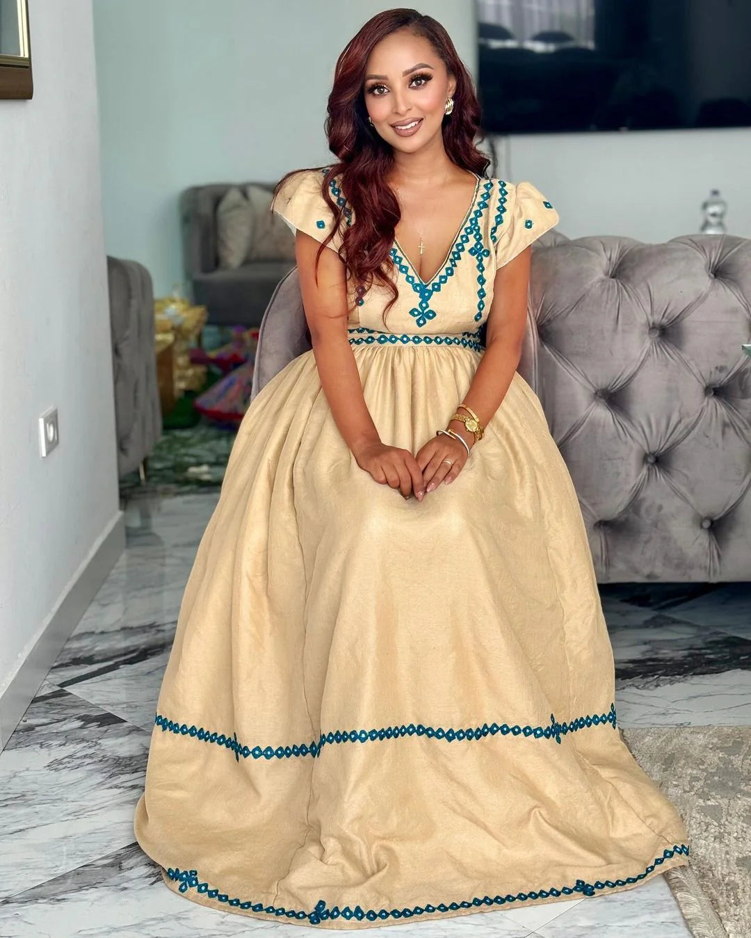 Unique Blue Design Habesha Dress Simple Habesha Traditional Attire ...